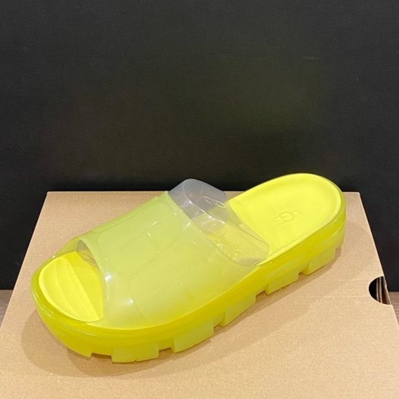 UGG | Shoes | Ugg Jella Sunny Yellow Clear Slide Sandals Shoes Heels ...